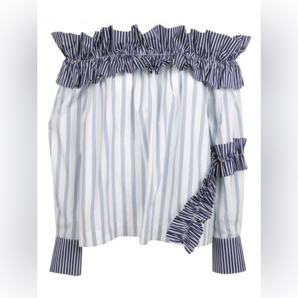 MSGM | Tops | Msgm Ruffled Striped Cotton Poplin Top | Poshmark